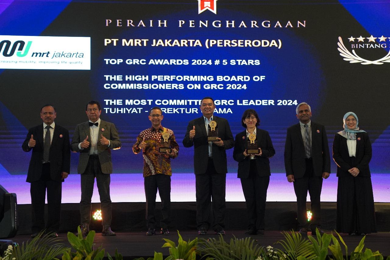 PT MRT Jakarta (Perseroda) Raih Tiga Penghargaan Tingkat Nasional TOP GRC Awards 2024 | MRT Jakarta